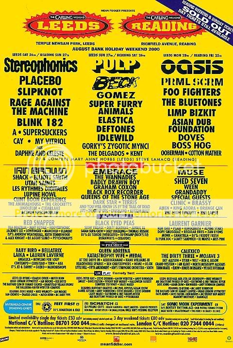 Lineup History - Reading & Leeds Festivals - eFestivals