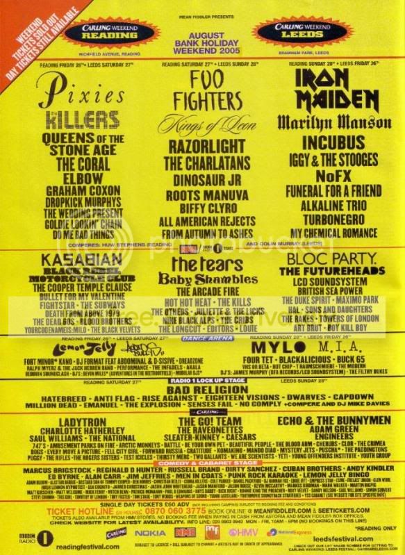 Lineup History - Reading & Leeds Festivals - eFestivals